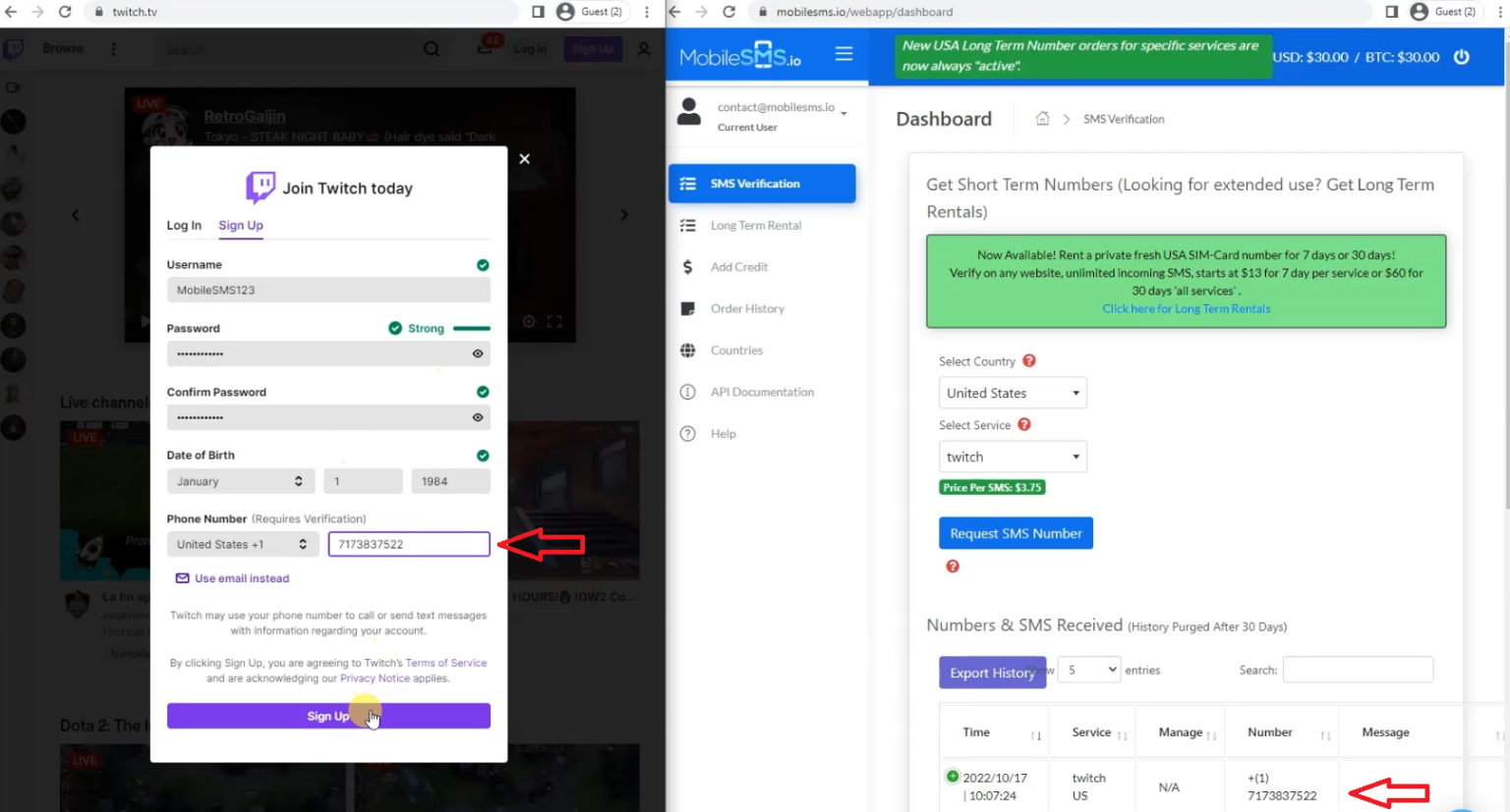 Verify Twitch Accounts Without Your Phone Number | MobileSMS.io